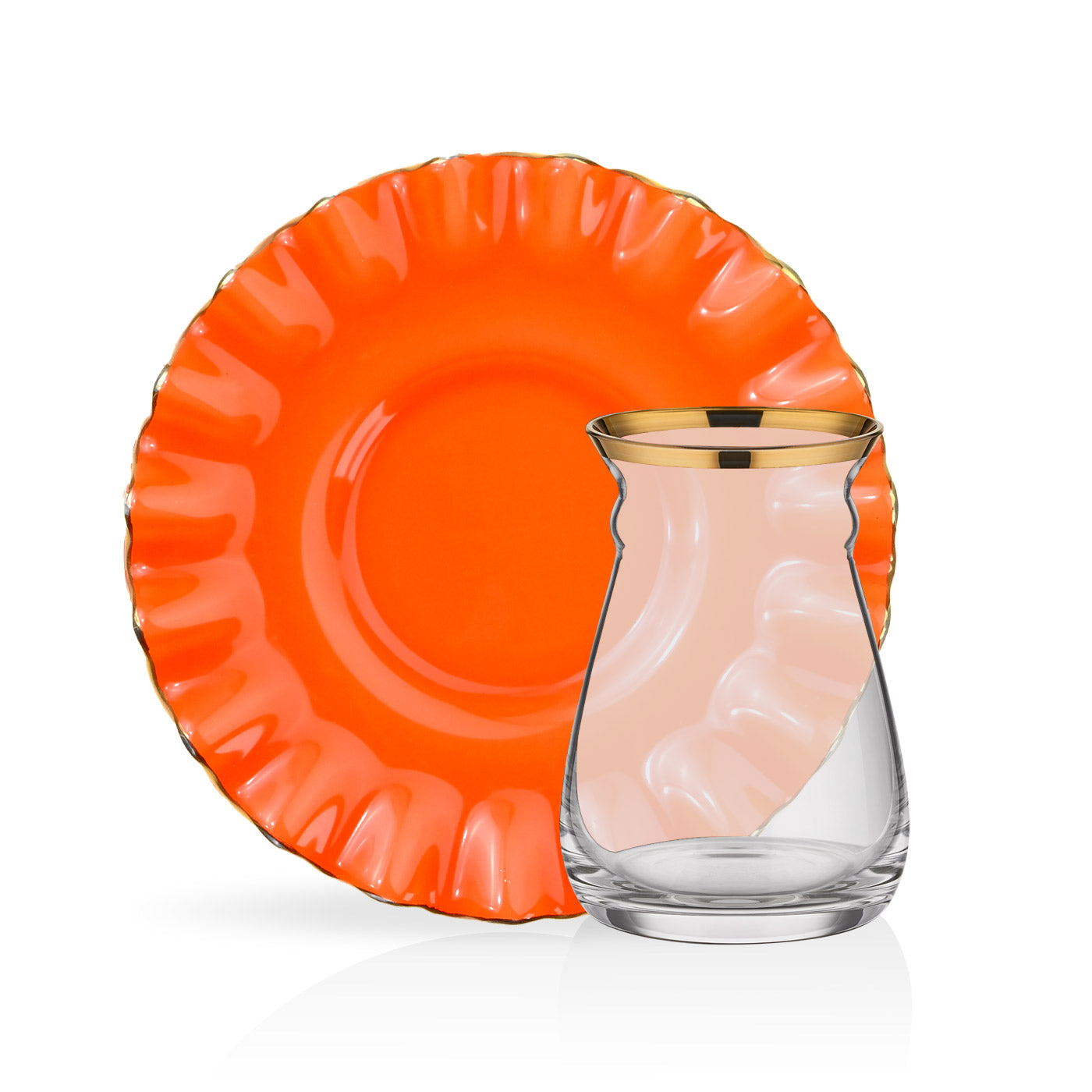 Orange Tea Set with Gold Rim Glass – Elegant & Vibrant | Canapy ...