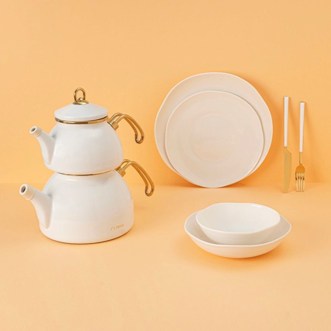 Pearl Enamel Teapot with Gold Handles – Elegant Modern Teapot | Canapy ...